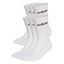 Damen Funktionssocken "LINEAR GEPOLSTERTE CREW IM 6ER-PACK", adidas Sportswear, Gr. S, schwarz-wei&szlig;, Obermaterial: 100% Polyamid, Socken