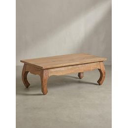 KADIMA DESIGN Couchtisch KANADA: Opium-Form, Massivholz, Akazienholz, pflegeleicht in Beige | Gr.: onesize