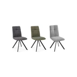 58 aufm Kessel ESSZIMMERSTUHL 2er-Set Destinee Metall+Microfaser Schwarz/Gr&uuml;n | Gr.: onesize