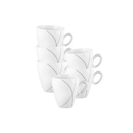 Seltmann Weiden 6er Set Becher mit Henkel Trio Highline 0,3 l wei&szlig;-grau in wei&szlig;-grau | Gr.: onesize