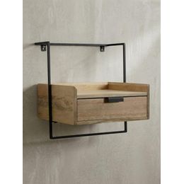 KADIMA DESIGN Nachtkonsole f&uuml;r Wandmontage 44x45x35 cm Mango Massivholz Hellbraun, in Beige | Gr.: onesize