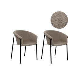 Beliani 2er-Set Esszimmerstuhl AMES in Beige/Schwarz | Gr.: onesize