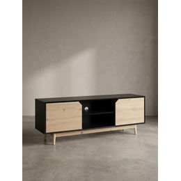 KADIMA DESIGN Lowboard Schwarz Eiche-Dekor 150x55x40 TV-Kommode Modern Design in Schwarz-Beige | Gr.: onesize
