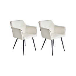 Beliani 2er-Set Esszimmerstuhl JASMIN in Beige/Schwarz | Gr.: onesize