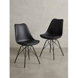 KADIMA DESIGN Skandinavische Esszimmerst&uuml;hle, 2er Set, Samt oder Kunststoff in Schwarz | Gr.: onesize