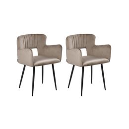 Beliani 2er-Set Esszimmerstuhl SANILAC in Beige/Schwarz | Gr.: onesize
