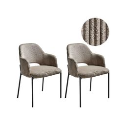 Beliani 2er-Set Esszimmerstuhl RATON in Beige/Schwarz | Gr.: onesize