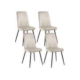 Beliani 4er-Set Esszimmerstuhl KIRBY in Beige/Schwarz | Gr.: onesize