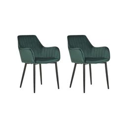 Beliani 2er-Set Esszimmerstuhl WELLSTON in Gr&uuml;n/Schwarz | Gr.: onesize