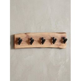 KADIMA DESIGN Wandgarderobe, Akazien-Massivholz & Metall, Naturkante, 60x17x9 cm | Gr.: onesize