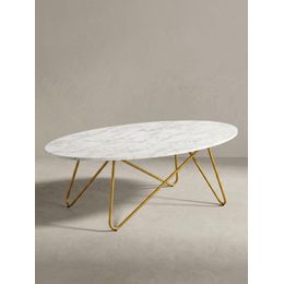 KADIMA DESIGN Marmor-Optik Couchtisch, Goldfarbenes Gestell, Oval, 120x40x60 cm | Gr.: onesize