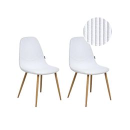Beliani 2er-Set Esszimmerstuhl HILDEN in Wei&szlig;/Braun | Gr.: onesize