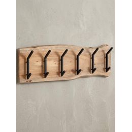 KADIMA DESIGN Massive Akazienholz Wandgarderobe, Baumkanten-Design, 100x29x12.5 cm | Gr.: onesize