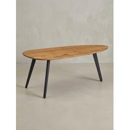 KADIMA DESIGN Couchtisch Akazie, Massivholz, moderne Nierenform, stabile Metallbeine | Gr.: onesize