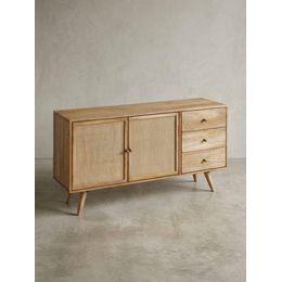 KADIMA DESIGN Sideboard | Mango/Rattan, 140x75x40cm, 3 Schubladen | Gr.: onesize