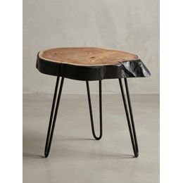 KADIMA DESIGN Beistelltisch | Akazie/Metall, 40x40x32cm, Baumkante | Gr.: onesize