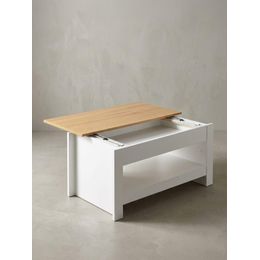 KADIMA DESIGN Couchtisch | Wei&szlig;/Eiche, 85x47x45cm, Stauraum | Gr.: onesize