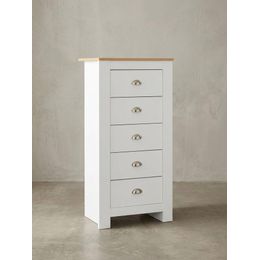 KADIMA DESIGN Sideboard | Wei&szlig;/Eiche, 53x114x39cm, 5 Schubladen | Gr.: onesize
