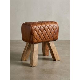 KADIMA DESIGN Sitzhocker | Echtleder/Holz, 40x48x27cm, Turnbock, Modern | Gr.: onesize