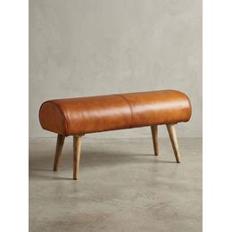 KADIMA DESIGN Sitzbank | Echtleder/Holz, 100x53x40cm, Springbock | Gr.: onesize