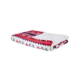 Beliani Kuscheldecke REKA in Rot/Wei&szlig;/Blau - (W) 150 x (H) 2 x (L) 200 cm | Gr.: onesize