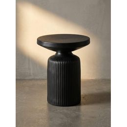 KADIMA DESIGN Eleganter Beistelltisch Schwarz, 40x40x50 cm, rund, Hammerschlag | Gr.: onesize