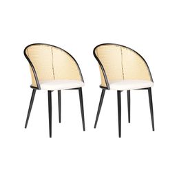Beliani 2er-Set Esszimmerstuhl CORNELL in Schwarz/Beige/Braun | Gr.: onesize