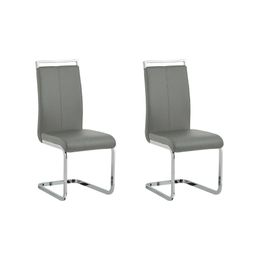 Beliani 2er-Set Esszimmerstuhl GREEDIN in Grau/Silber | Gr.: onesize