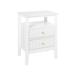 Beliani Nachttisch ASSISI in Wei&szlig;/Gold - (W) 48 x (H) 62 x (L) 35 cm | Gr.: onesize