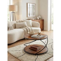 KADIMA DESIGN Couchtisch 58x58x35 cm Massivholz / Metall Sofatisch Rund | Gr.: onesize