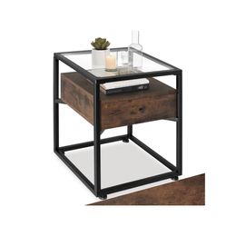 TecTake Couchtisch mit Glasplatte und Schublade, 43 x 45 x 54,5 cm | Gr.: onesize