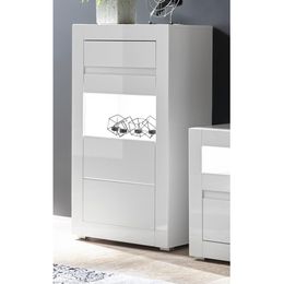 Furn.Design Vitrine Hochglanz wei&szlig; mit wei&szlig; / grau 66 cm, Kommode mit Soft-Close-Funktion | Gr.: onesize