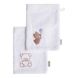 Sterntaler Waschhandschuhe 2er-Pack B&Auml;R Bo in wei&szlig; | Gr.: onesize