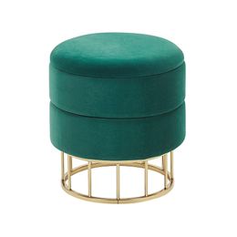 Beliani Pouf ELGIN in Gr&uuml;n/Gold - (W) 37 x (H) 42 x (L) 37 cm | Gr.: onesize
