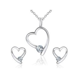 Lulu & Jane Lulu & Jane Schmuckset Herz aus Messing verziert mit Kristallen von Swarovski in silber | Gr.: onesize