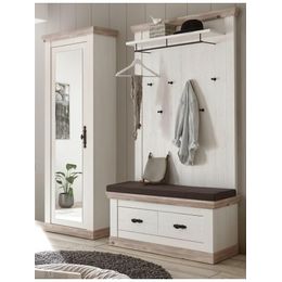 Furn.Design Garderobenkombination Pinie wei&szlig;, Oslo Pinie Landhaus, Garderobe Set 3-teilig | Gr.: onesize