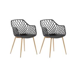 Beliani 2er-Set Esszimmerstuhl NASHUA in Schwarz/Braun | Gr.: onesize