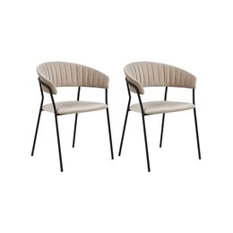 Beliani 2er-Set Esszimmerstuhl MARIPOSA in Beige/Schwarz | Gr.: onesize