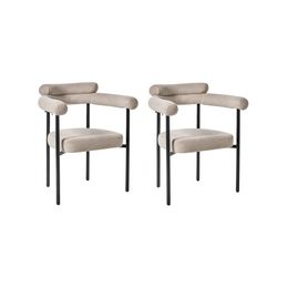 Beliani 2er-Set Esszimmerstuhl LYNEY in Beige/Schwarz | Gr.: onesize