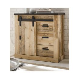 Furn.Design Kommode Used Wood hell, anthrazit, Sideboard mit Soft-Close | Gr.: onesize