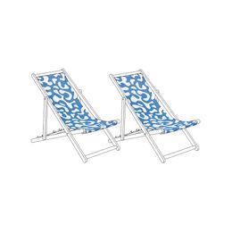 Beliani 2er-Set Stoffbezug ANZIO/AVELLINO in Blau/Wei&szlig; | Gr.: onesize