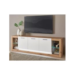 Furn.Design TV-Lowboard wei&szlig; matt, Evoke Eiche, TV Unterteil Komforth&ouml;he XL-Board | Gr.: onesize