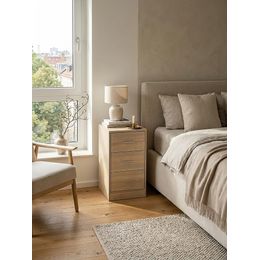 KADIMA DESIGN Nachtkonsole FOGGIA Holz Nachttisch modern mit 3 Schubladen sonoma, in Sonoma | Gr.: onesize