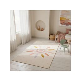 KADIMA DESIGN Kinderteppich Waschbar Floral-Sonne TRAUN Strapazierf&auml;hig OEKO-TEX | Gr.: 140 x 200 cm