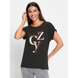 Heine Shirt in schwarz-ecru-bedruckt | Gr.: 42
