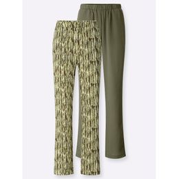 Sieh an! Schlupfhose in khaki + khaki-ecru-bedruckt | Gr.: 48