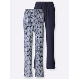 Sieh an! Schlupfhose in marine + taubenblau-ecru-bedruckt | Gr.: 54