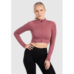 Smilodox Cropjacke Kompression Zeya - Bitte eine Nummer gr&ouml;&szlig;er bestellen in Dunkel Rosa | Gr.: M