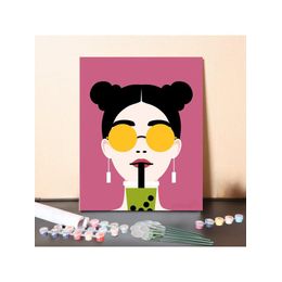 ARTNANAS DIY Malen nach Zahlen Set-"Boba Girl" | Gr.: 30x40-mit-rahmen