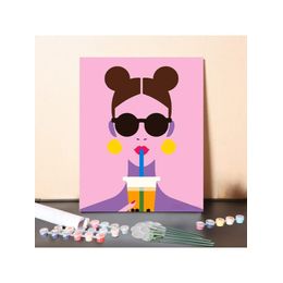 ARTNANAS DIY Malen nach Zahlen Set-"Lila Lady" | Gr.: 40x50-mit-rahmen